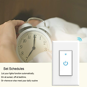 Smart Light Switch, WiFi Switch Touch Wall Switch 1 Gang, Compatible with Alexa Google Home and IFTTT