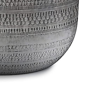 SIMPLIHOME Johnsen Contemporary 30 inch Wide Metal Metal Coffee Table in Antique Silver, Fully Assembled, End, Bedside Table and Nightstand, for the Living Room and Bedroom