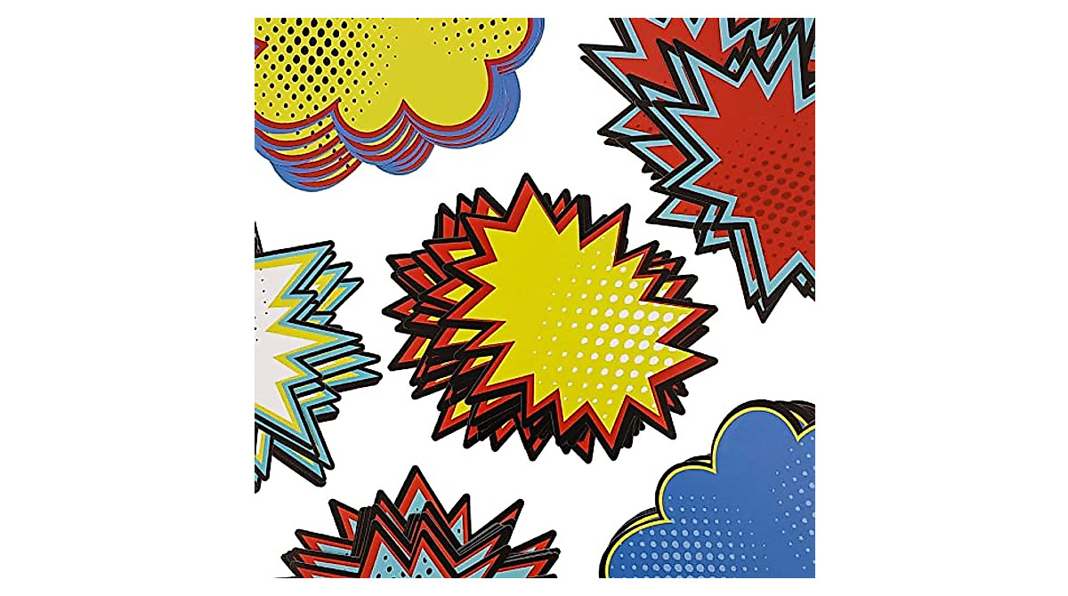 60 Pack Superhero Comic Bubble Bulletin Board Decor