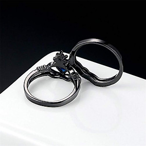 Couple Ring Bridal Set His Hers Black Claddagh Ring Heart Shape Rhinestone Stacking Irish Ring Stainless Steel Wedding Ring Band