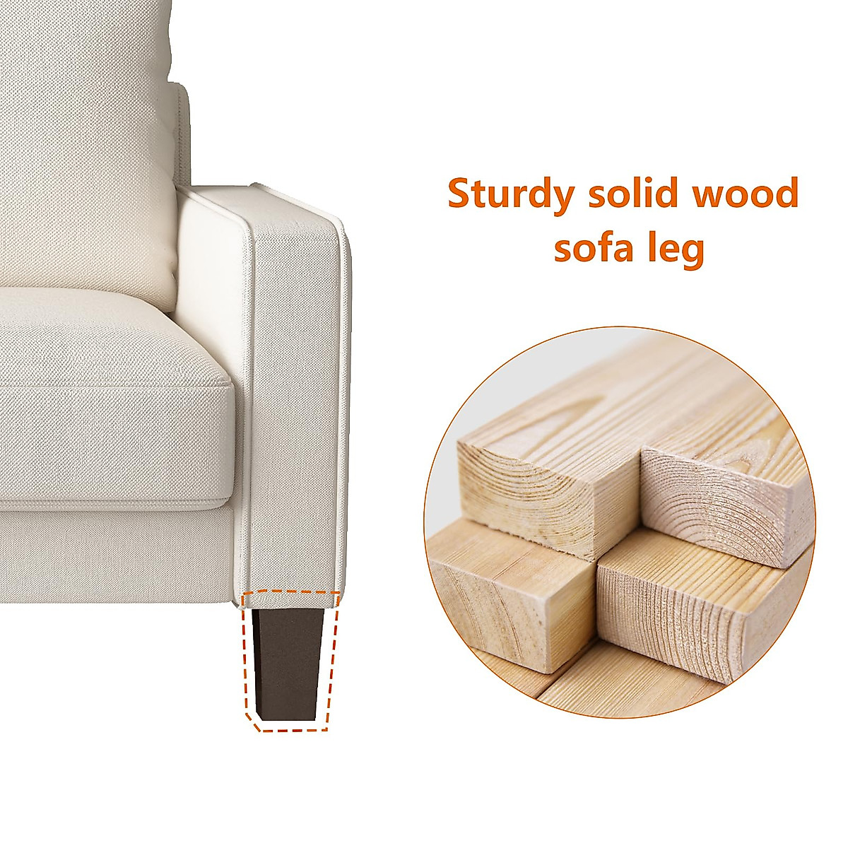 CITYLIGHT Loveseat Sofa Couch 2-seat Sofa Modern Small Sofa with Linen Fabric, Solid Wood Legs, Upholstered 2 Person Couch for Living Room, Bedroom, Small Space (Light Grey)