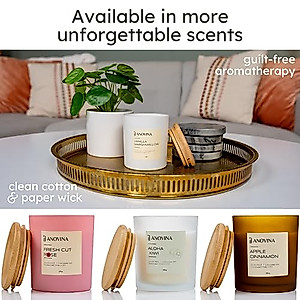 Anovina Vanilla Scented Candle – Hand-Poured in USA, Bamboo Lid & Elegant Gift Box. Candles for Home & Scented Candle Gifts for Someone You Love – A Perfect Valentine's Gift!