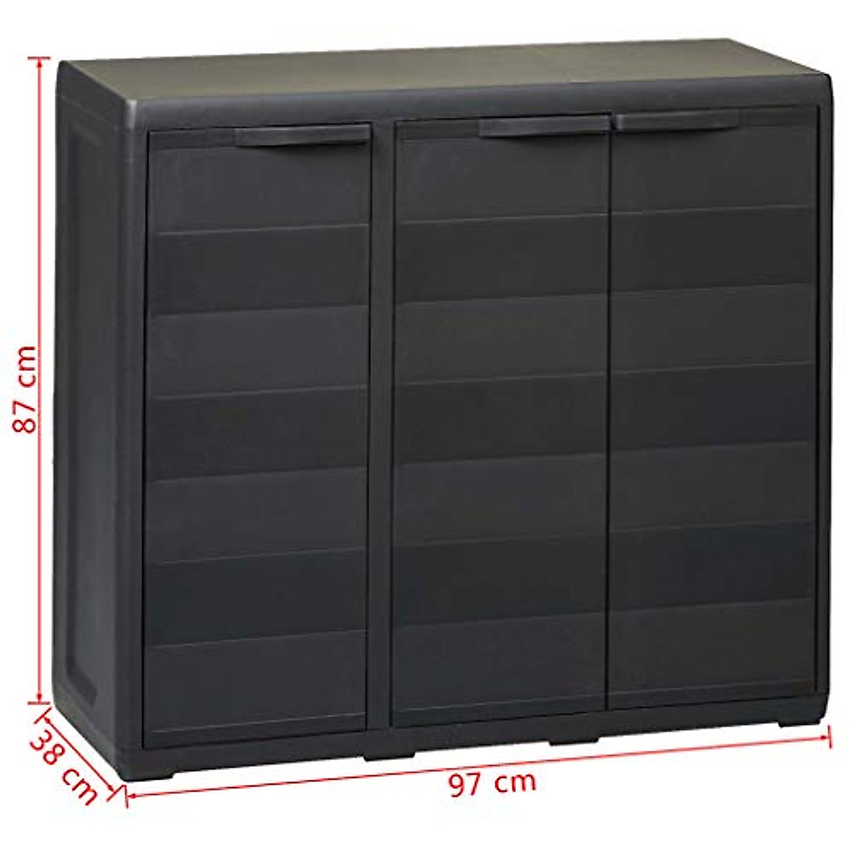 GOTOTOP Storage Cabinet Lockable Polypropylene Garden Storage Cabinet with 2 Adjustable Shelves and 3 Doors Counter Height Cabinet Jumbo Storage Cabinet for Outdoor Patio,38.2inch x 15inch x 34.2inch