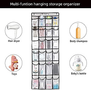 SAVERHO Over The Door Shoe Organizer, Hanging Shoe Organizer with 24 Mesh Large Pockets Door Shoe Rack Organizer for Men Women Kids Hanging Shoe Storage Bag.(White)