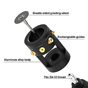 3mirrors ALUMINUM Tungsten Electrode Sharpener Grinder TIG Welding Rotary Tool w/Flat Grinding Block, Cut-Off Slot, Multi-Angle & Offsets, 4 Screw Holes, 5 Double-Sided Grind Wheels, 2 CNC Mandrels