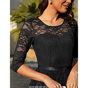 Wedtrend Black Bridesmaid Dress for Women Cocktail Party Dress Special Occasion Gowns and Evening Dresses Tea Length Mother of The Bride Dresses Sheer Sweetheart Neckline Dress WTL20007BlackL