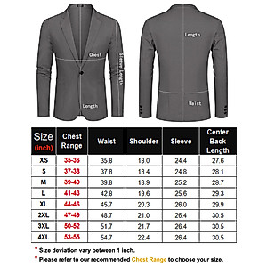 COOFANDY Men's Blazer Jacket Casual Linen Sport Coats Slim Fit Lightweight One Button Suit Jacket Dark Grey