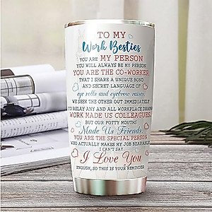 YANBI Work Bestie Tumbler For Women - Gifts For Best Friend Women - Gifts for Women Bestie - Bestie Cup - To My Work Bestie Tumbler - Bestie Mug - Gifts For Friend Female