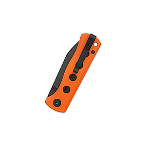QSP KNIFE CANARY FOLDER POCKET KNIFE, SHARP 14C28N BLADE with COLORFUL G-10 HANDLES (blackwash blade, orange G-10 handle)