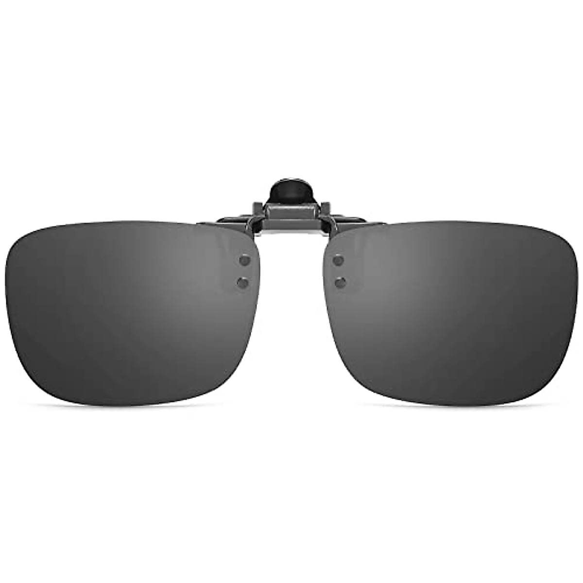 CAXMAN Polarized Clip-on Flip Up Metal Clip Rimless Sunglasses, Lightweight, Black Lens 59 * 42mm