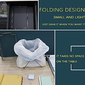 Knchy Countertop Folding Trash Bag Holder, Stainless Steel Garbage Bag Support Stand Portable Metal Trash Bag Bracket, Foldable Counter Top Plastic Bag Holders for Kitchen Garden Yard Indoor Outdoor