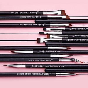 Jessup Eyeliner Brush Set, Professional Eye Liner Makeup Brushes 11pcs, Angled Flat Definer Ultra Fine Bent Pencil Point Eyeliner Brushes for Precision Liner, T324