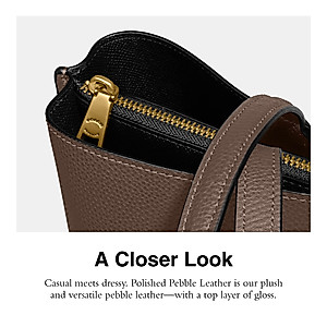 COACH Polished Pebble Leather Willow Tote, Dark Stone