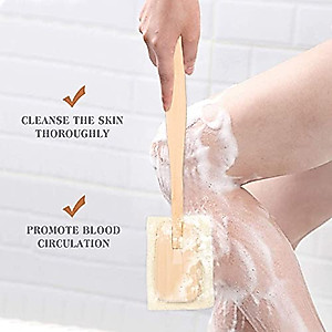 ZCX Body Brushes Loofah Mesh Bath Brush with Wooden Handle Stick Back Scrubber Loofa Sponge Pads Body Shower Bath Spa Exfoliating Luffa Brush Body Brushes
