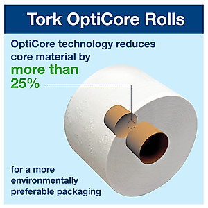 Tork OptiCore Mid-size Toilet Paper Roll White T11, Advanced, 2-ply, 36 x 865 sheets, 162090