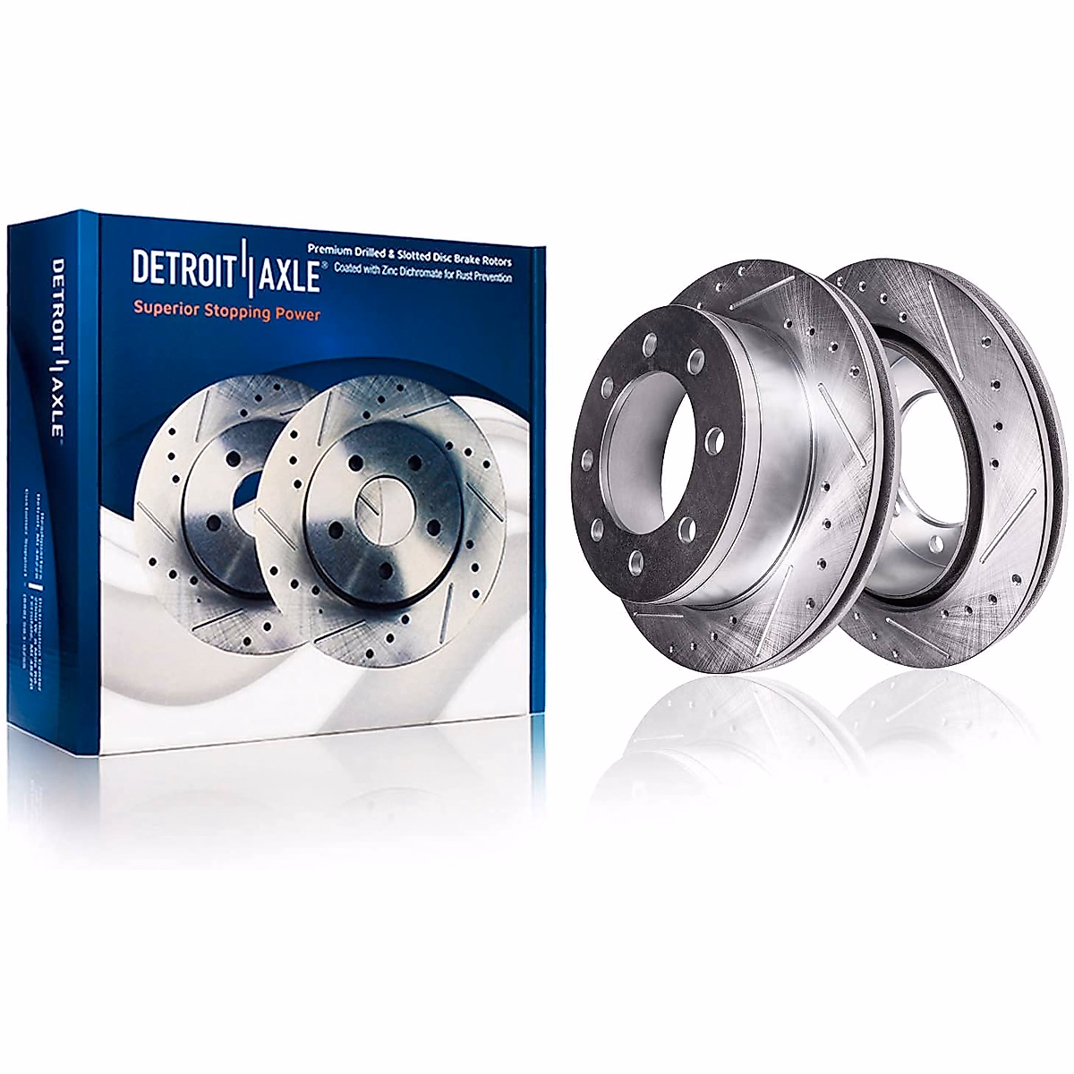 Detroit Axle - 4WD Brake Kit for 99-04 F-250 F-350 Super Duty 00-05 Ford Excursion Drilled Slotted Brake Rotors Ceramic Brakes Pads Front Rear Replacement : 13.03" Front and 12.83" Rear Rotors, 8-Lug