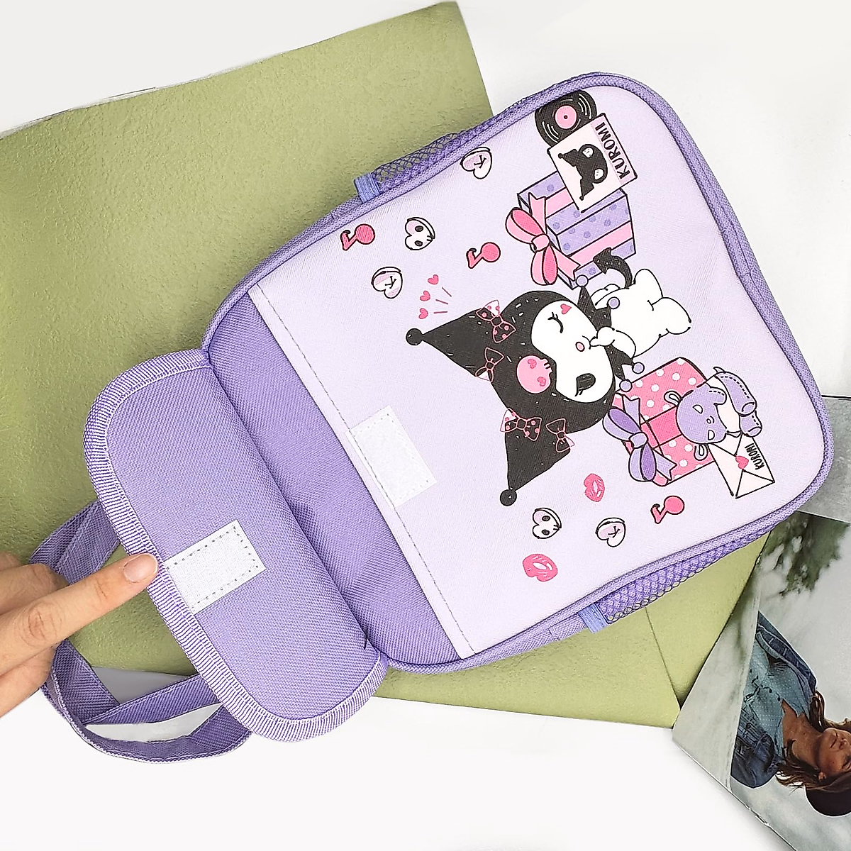 Kawaii Kumi Insulated Lunch Bag with Bracelet Charm for Women, Reusable Large Capacity Lunch Box, Leakproof Lunch Tote Bag, Lunchbox Container Thermal Cooler Bag Food Handbags for Work