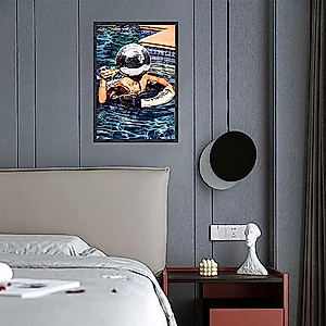 Trendy Wall Art Aesthetic Preppy Poster Print Funny Black and White Wall ArtDisco Canvas Wall Art Trendy Newspapers Print Wall Decor for Living Room Dorm Room Bar Cart 16x24in Unframed