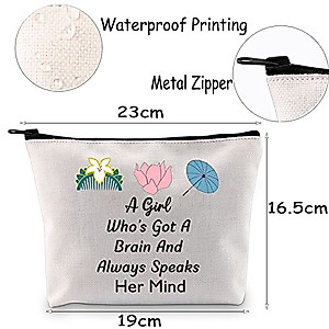 MNIGIU Inspiration Mulan Fans Gift Mulan Cosmetic Makeup Bag A Girl Whos Got a Brain and Always Speaks Her Mind (speak her mind bag)
