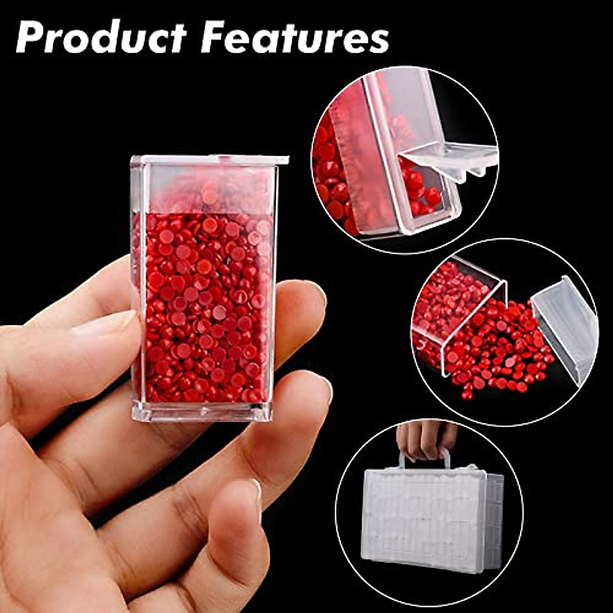 LEMESO 64 Grids Diamond Painting Bead Storage Individual Bead Containers with Label Sticker for Jewelry, Rhinestones, Seed, DIY Craft Supplies