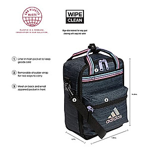 adidas Squad Insulated Lunch Bag (7L) Food Container Carry Box for Kids/Adults Discontinued, Two Tone Black/Snowglobe, One Size