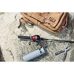 Zebco 404 Spincast Reel and Fishing Rod Combo, 5'6" 2-Piece Durable Fiberglass Rod with EVA Handle, Quickset Anti-Reverse Reel with Built-in Bite Alert, 28-Piece Tackle Pack,Black/Red