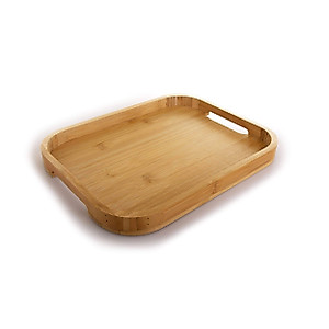 Kozy Kitchen Tea Serving Tray Handmade 100% Natural Bamboo Wood Finish