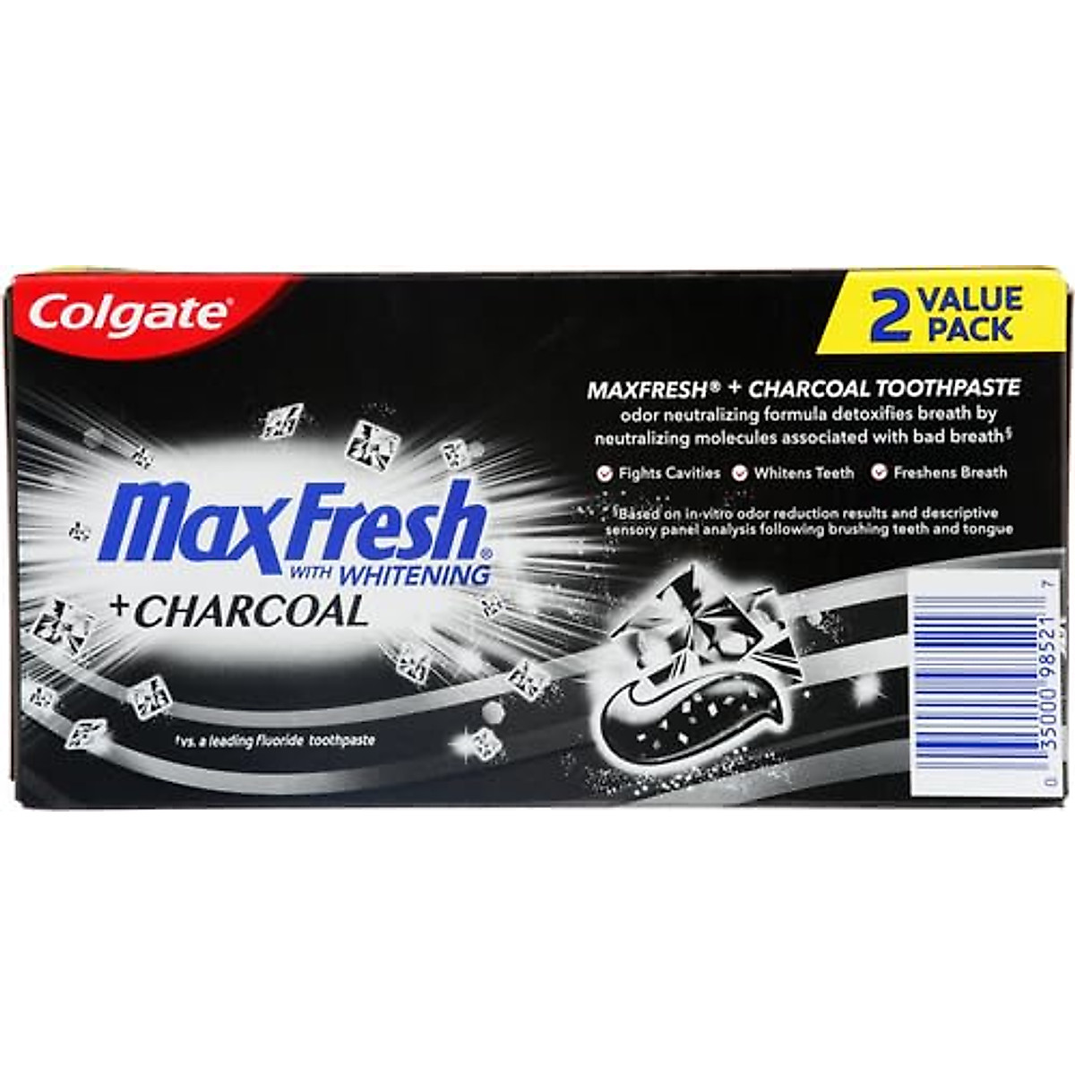 Colgate Max Fresh Toothpaste + Charcoal, Charcoal Mint (6 Ounce, Pack of 2)
