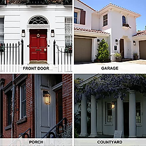 LONEDRUID 2 Pack Dusk to Dawn Outdoor Wall Light Fixtures Photocell Sensor Exterior Lantern Sconce Lighting Waterproof Outside Wall Mount Lamp for House Patio Garage Entryway Doorway