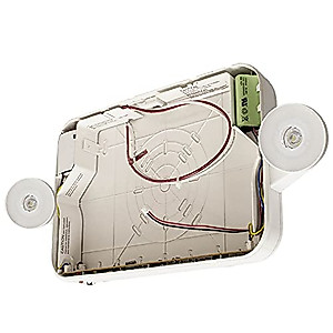 LFI Lights | Compact Combo Red Exit Sign with Emergency Lights | White Housing | All LED | Two Adjustable Round Heads | Hardwired with Battery Backup | UL Listed | (2 Pack) | COMBOJR-R