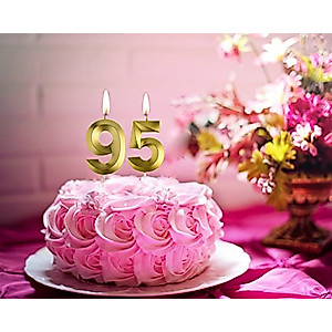 Gold 95th & 59th Birthday Candles,Gold Number 95 59 Cake Topper for Birthday Decorations Party Decoration
