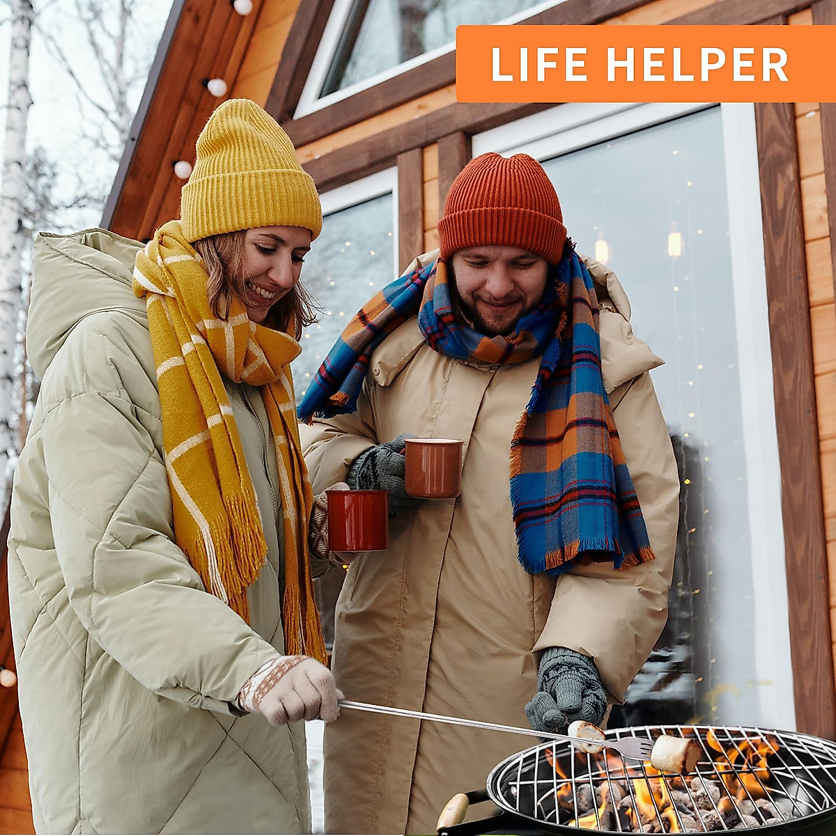 2PCS Extendable Fork Spoon, Telescopic Stainless Steel Dinner Long Forks Extends to 25 Inches, BBQ Fruit Dessert Long Handle Fork Spoon Cutlery Set