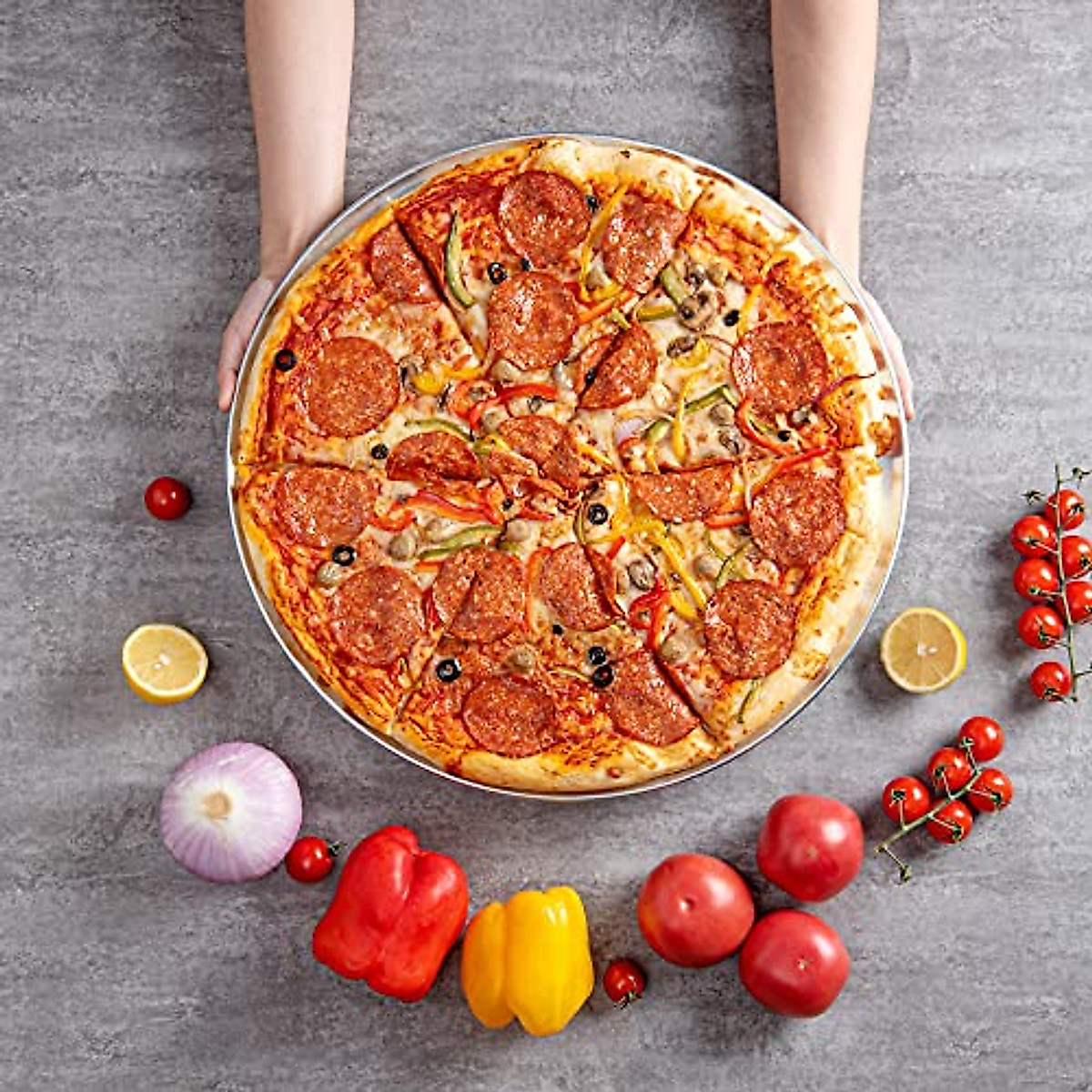 Restaurantware Met Lux 18 Inch Commercial Pizza Pan 1 Coupe Style Pizza Cooking Tray - Heavy-Duty 18-Gauge Aluminum Round Baking Tray Oven-Baking For Pizzas & More