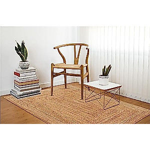 KEMA Jute Braided Area Rug, 8x10 Feet (96x120 Inches) - Rustic Vintage Braided Reversible Rectangular Rug, Shag Rugs for Bedroom, Jute Kitchen Rug, Living Room, Floor