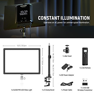 NEEWER GL25B 12.9" Streaming Key Light, 2.4G RT100 Remote & PC/Mac APP Control 25W 2300Lux/0.5m 2900K–7000K CRI98+ Dimmable Edge Emitting Silent Webcam Video Light with Desk Stand & USB Transmitter