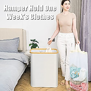 Hampers for Laundry Basket with Lid, 160L Extra Large Laundry Hamper 3 Section Dirty Clothes Hampers for Laundry Divided Laundry Basket Organizer for Bedroom,Laundry Room,Dirty Clothing Hamper,Beige