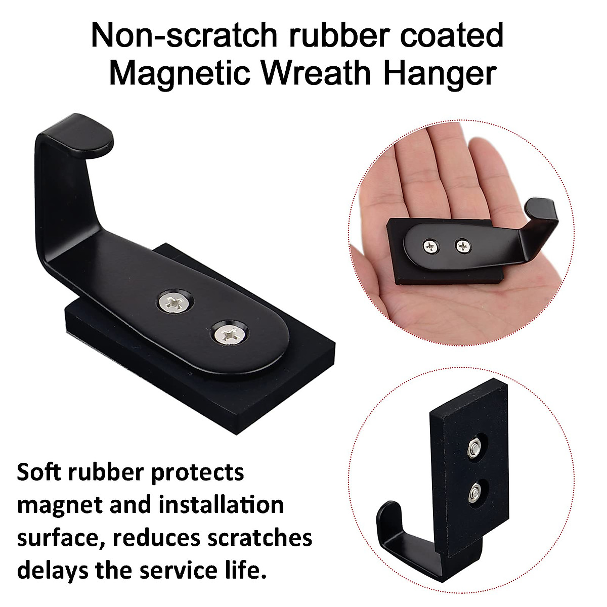 ULIBERMAGNET 2 Pack Large Garage Magnet Hooks and 2 Pack Magnetic Wreath Hooks for Indoor & Outdoor Hanging Towel Coat Umbrella BBQ Grill