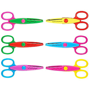 Craft Scissors Decorative Edge 6 Colorful Decorative Paper Edge Scissor Set, Great for Teachers, Crafts, Scrapbooking, Safety Plastic Kids Design Decorative Scissors ,Craft Scissors