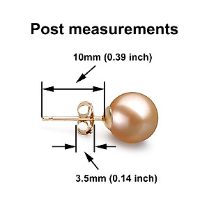 Japanese Freshwater Cultured Pearl Earrings Stud AAAA Graded 8mm Pink Stud Earrings for Women with 14K Gold Settings and Jewelry Gift Box - Orien Jewelry