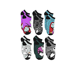 Disney The Nightmare Before Christmas Womens 6 pack Socks (9-11 Womens (Shoe: 4-10), Purple)