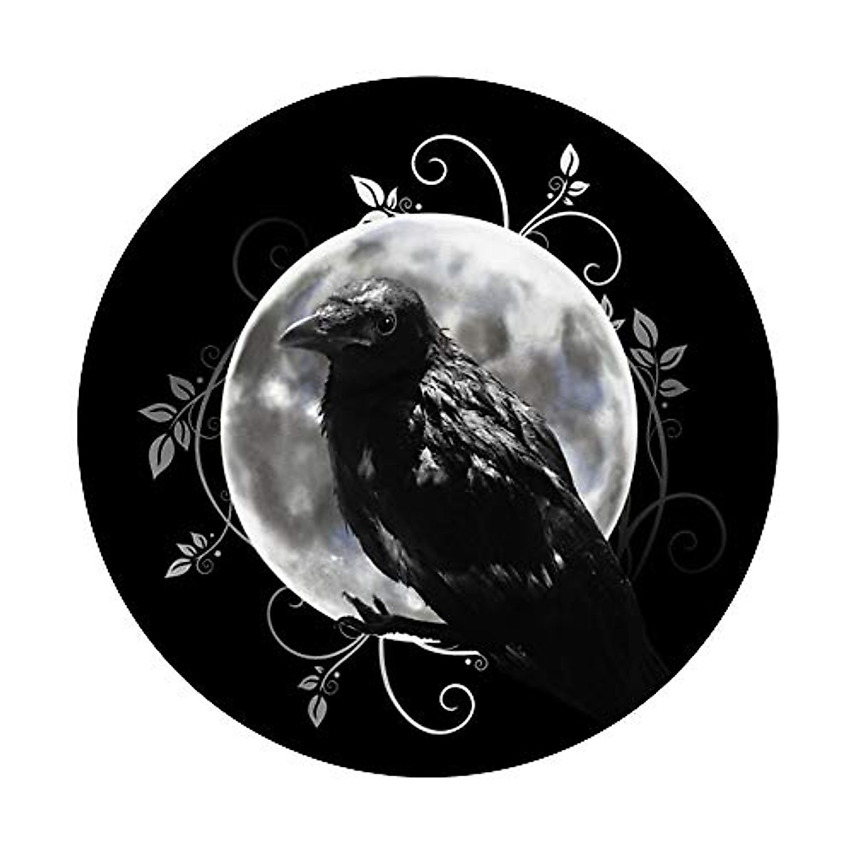Black Raven with Moon. Occult Halloween Design. Gift Idea. PopSockets PopGrip: Swappable Grip for Phones & Tablets