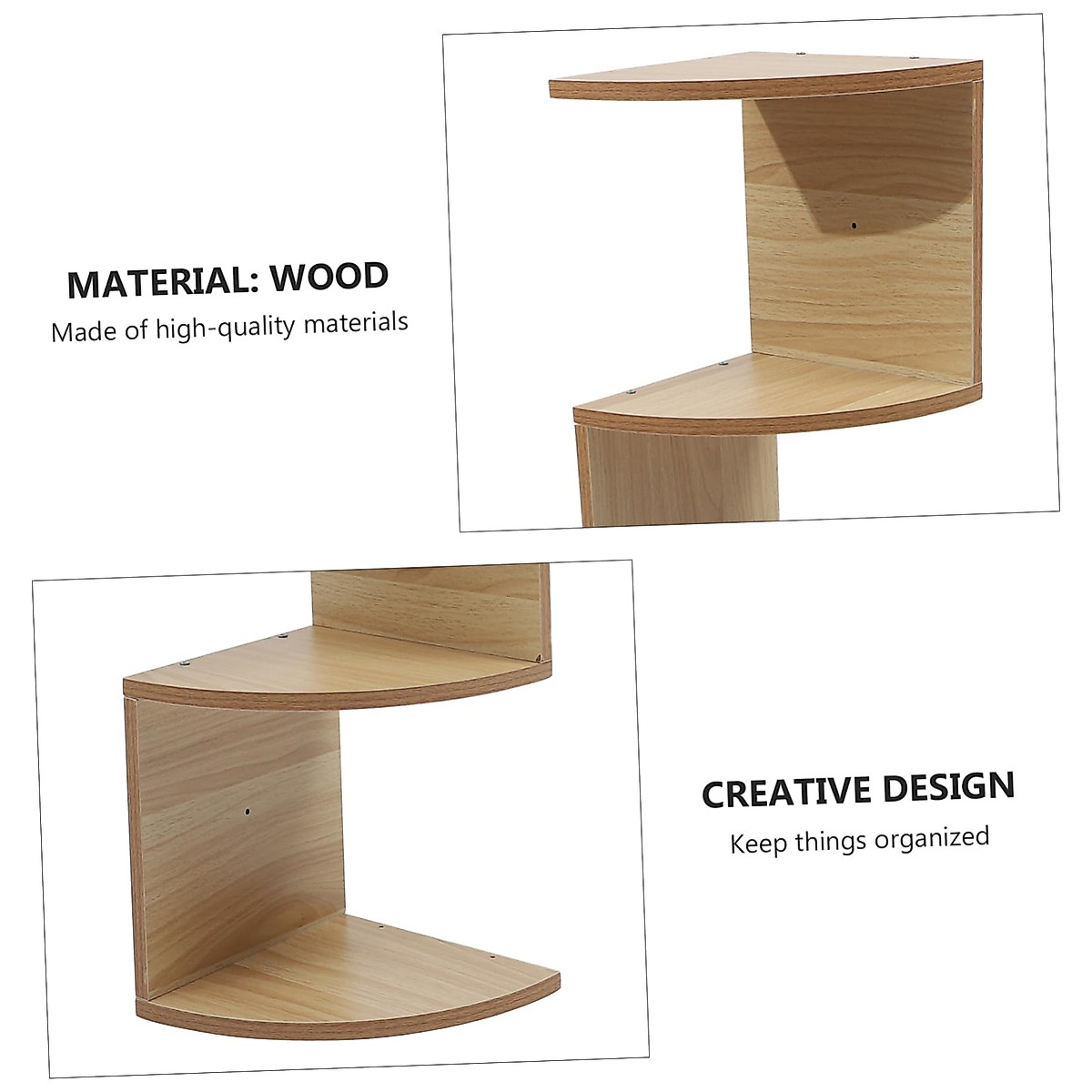 Abaodam Stylish Wooden Shelf Wall Mount Wooden Storage Rack Book Case 5 Layers