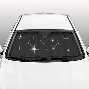 BDK-AS-2511 Front Windshield Shade-Accordion Folding Auto Sunshade for Car Truck SUV-Blocks UV Rays Sun Visor Protector-Keeps Your Vehicle Cool-57 x 27 Inch, Black Glitter