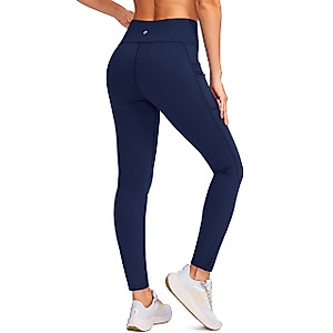 G Gradual Women's Fleece Lined Winter Leggings with Pockets Water Resistant High Waisted Thermal Warm Pants Running Hiking(Navy,S)