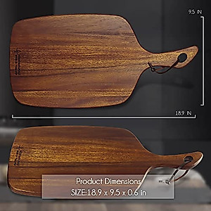 TALENT Wood Cutting Board, Wooden Cutting Boards for Kitchen, Acacia Wood Chopping Board, Serving Tray with Handles, for Meat Cheese and Vegetables, Pre Oiled, 18.9 x 9.5 x 0.6 in