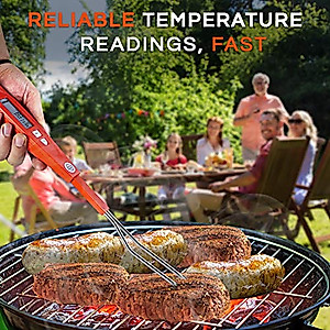 Digital Meat Thermometer Fork for Grilling & BBQ with Ready Alarm, Pro Temp Points for Quick Accurate Temperature on Steak, Pork, Chicken & Hot Grilled Food on Patio or Outside Kitchen