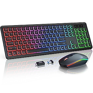 Wireless Keyboard and Mouse, Round Keys, Tactile Responsive Typing, Sleep Mode, Cute Keyboard Mouse Combo, Lag-Free USB Cordless Pink Keyboard for Computer/Laptop/PC/Windows/Mac/Chrome OS - Trueque
