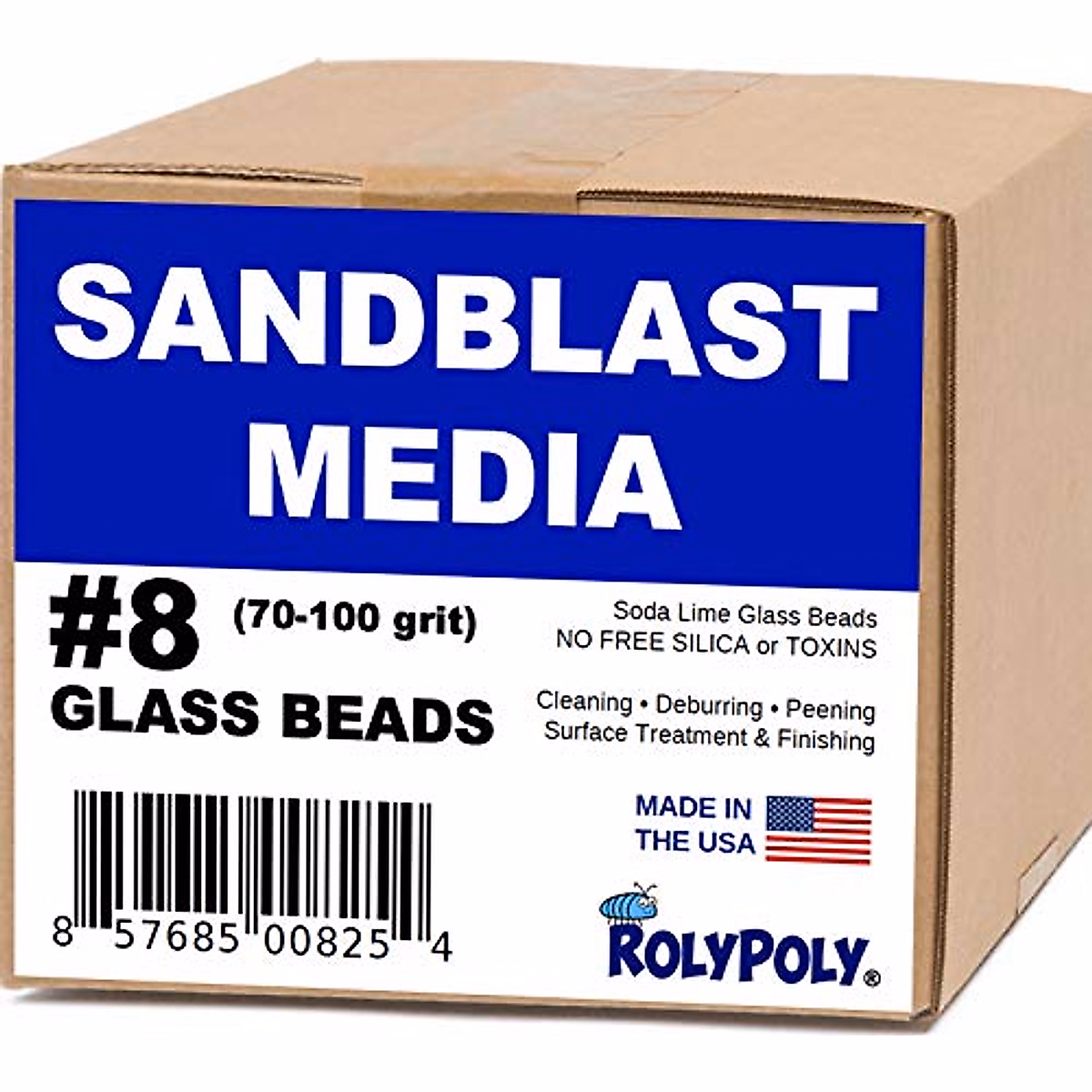 Sandblasting Media Glass Beads #8 Medium 70-80 Grit (10 LBS) for Sandblaster Abrasive, Blasting Gun, Sand Blast Cabinet