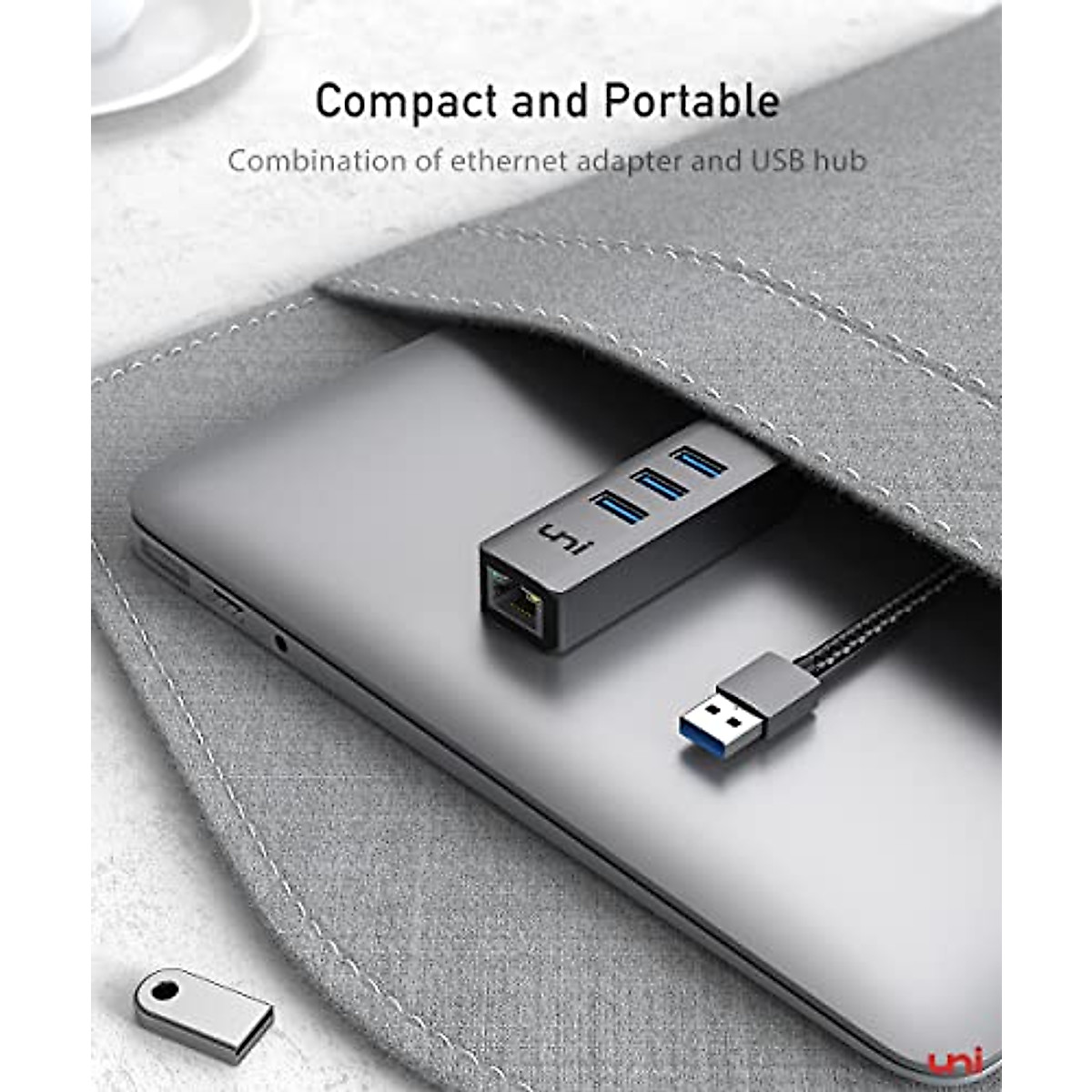 USB-A to Gigabit Ethernet Adapter with 3 USB 3.0 Hub