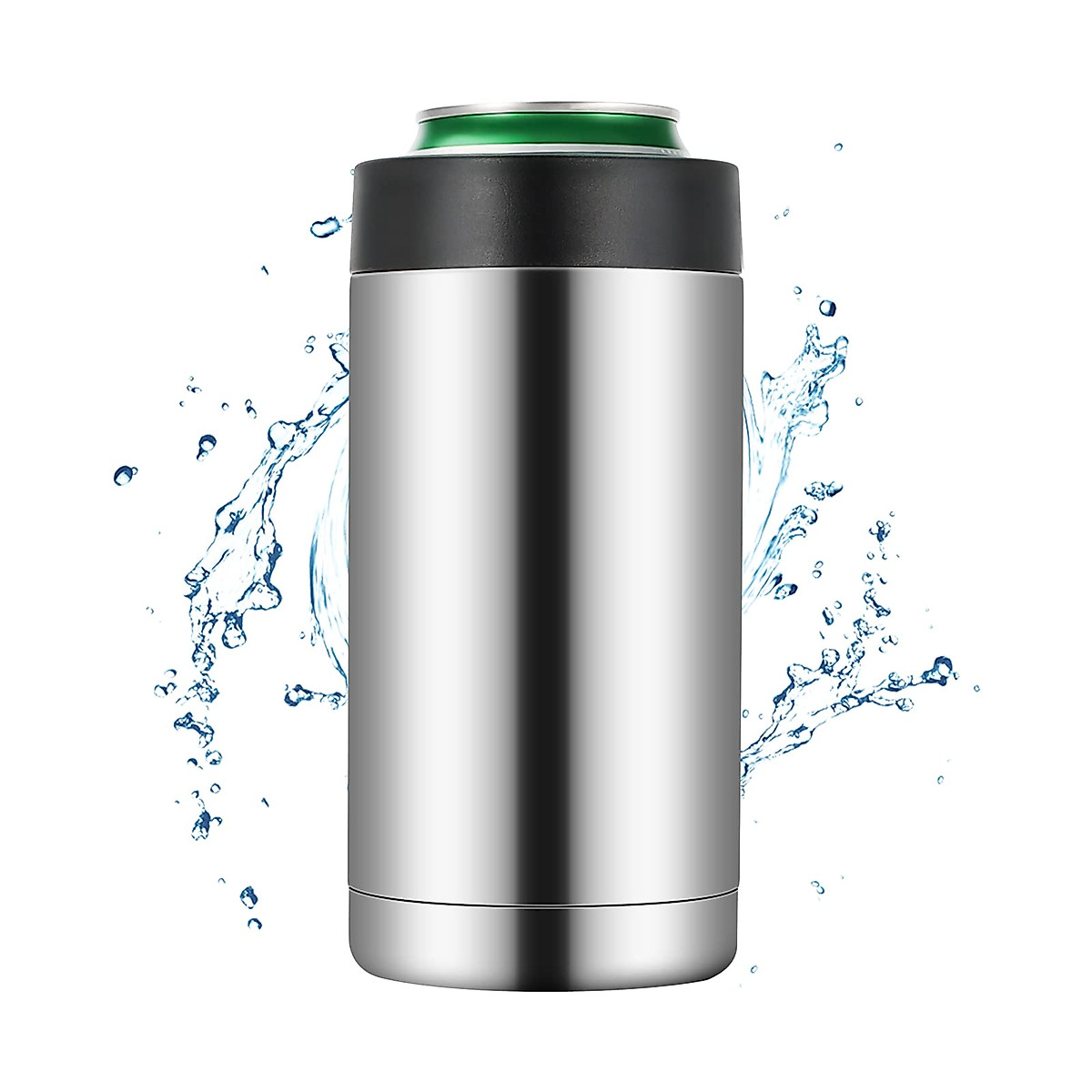 Olerd 16oz Double wall Stainless Steel Insulated Can Cooler, Bottle or Tumbler for Slim Beer & Hard Seltzer Cans, Beer Bottle Holder (Silver)